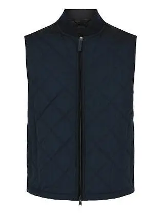 Brioni Silk Blend Quilted Vest - Midnight Blue