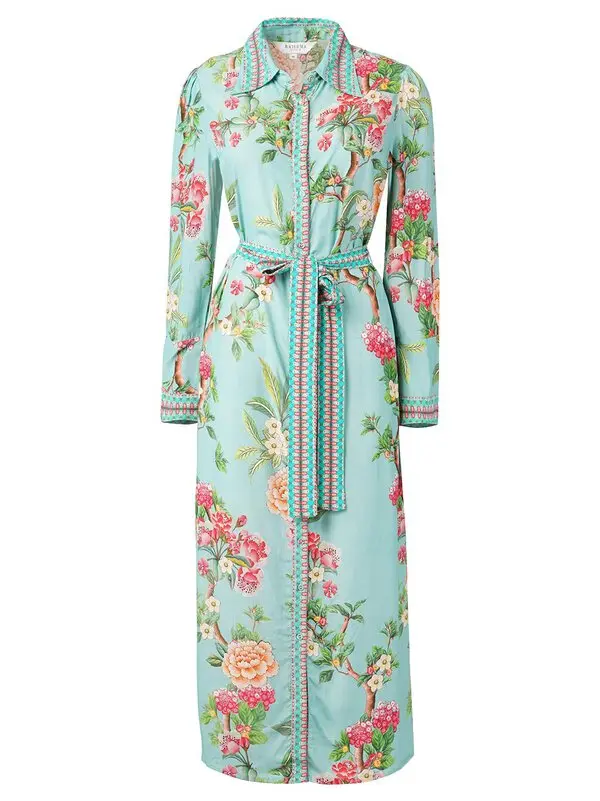 RAISHMA Enola Dress Long Sleeve Floral Midi - Green