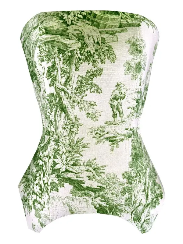 LA MUSA Antique Tapestry Corset - Green