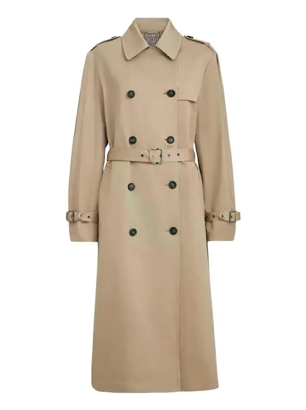 Brunello Cucinelli Cotton And Linen Twill Trench With Monili Detail - Neutrals