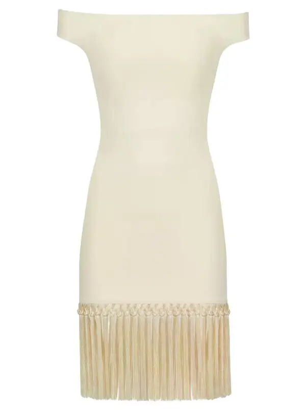 TALLER MARMO Romy Fringe-trimmed Mini Dress - Neutrals