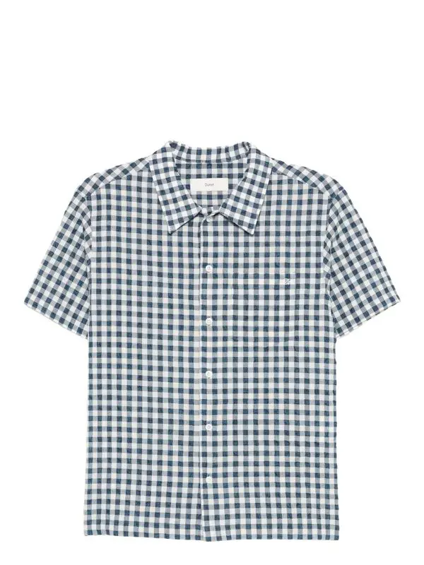 DUNST Checked Cotton Blend Shirt - Blue