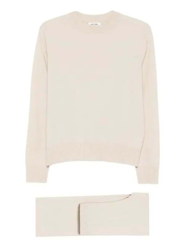 Soft Goat Cashmere Sweater And Trousers Set - White