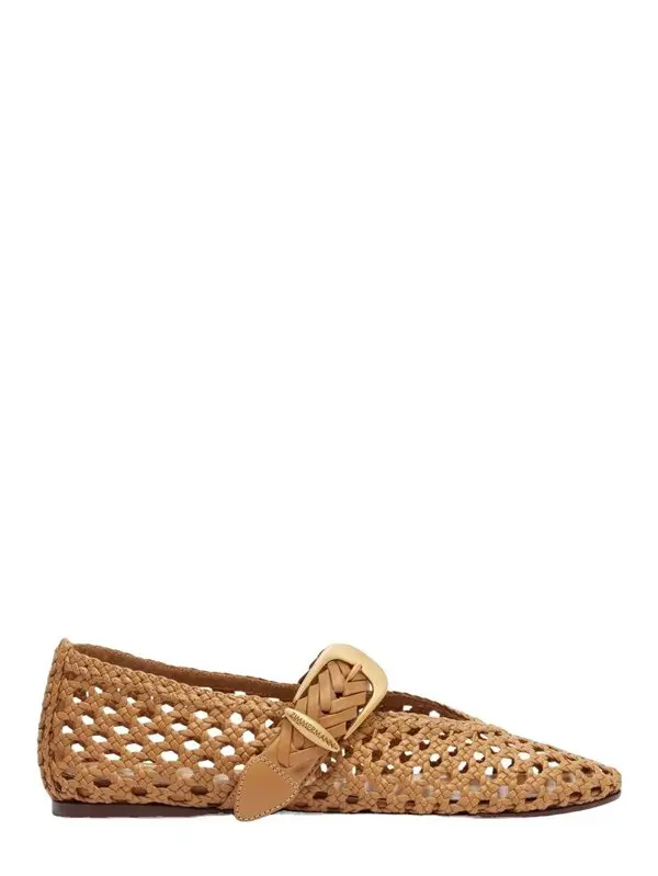 Zimmermann Alchemy Woven Leather Ballet Flats With Buckle Fastening - Beige
