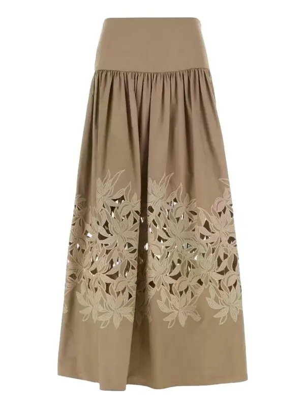 Agnona Floral Cut-out Skirt - Neutrals