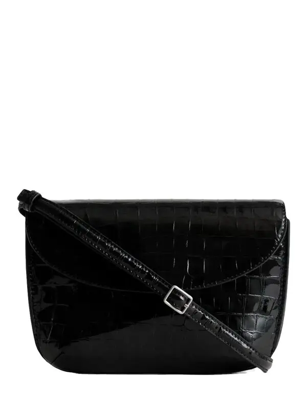 YU MEI Keriana Crocodile-embossed Leather Crossbody Bag - Black