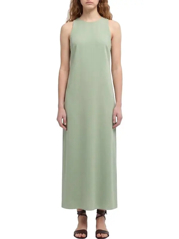 Aspesi Midi Dress In Pure Silk - Green