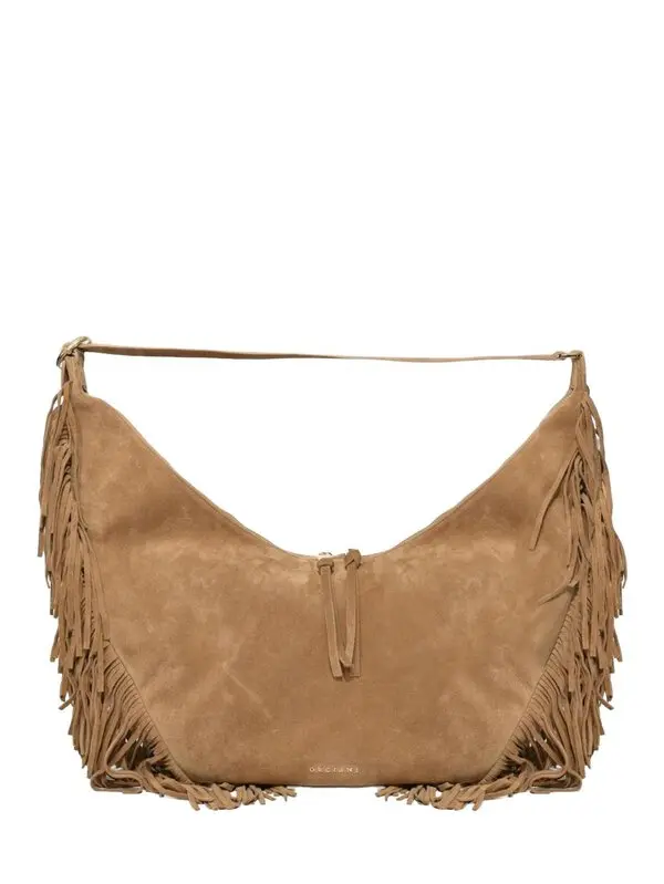 Orciani Fringed Suede Shoulder Bag - Sand
