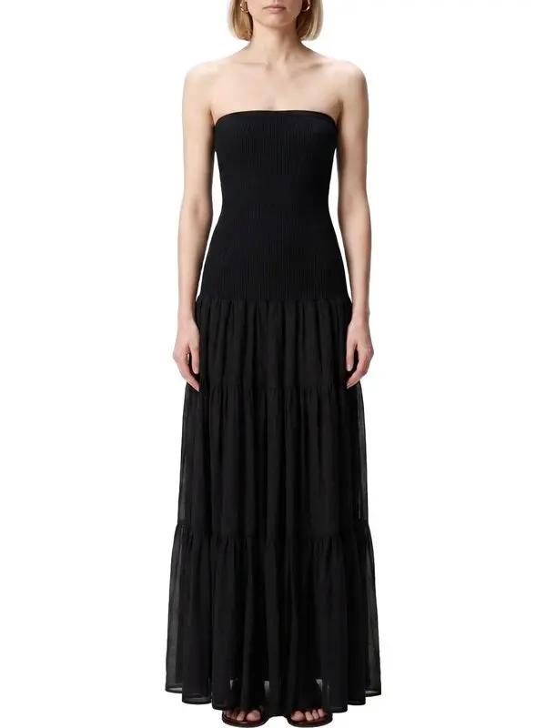 Pinko Strapless Tiered Maxi Dress - Black