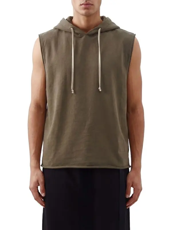 Rick Owens Sleeveless Cotton Hoodie - Brown