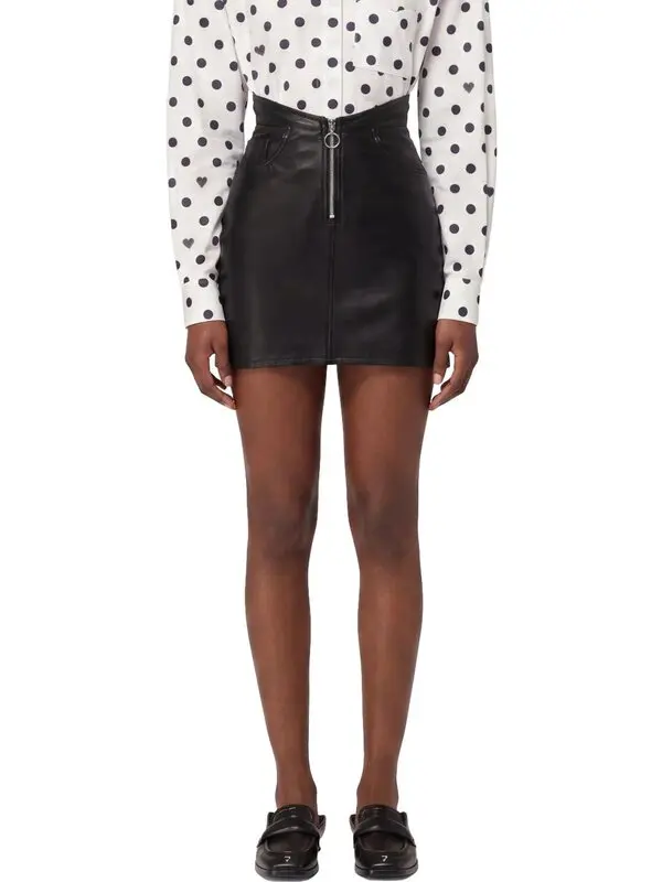 Fiorucci Leather Zip-up Skirt - Black