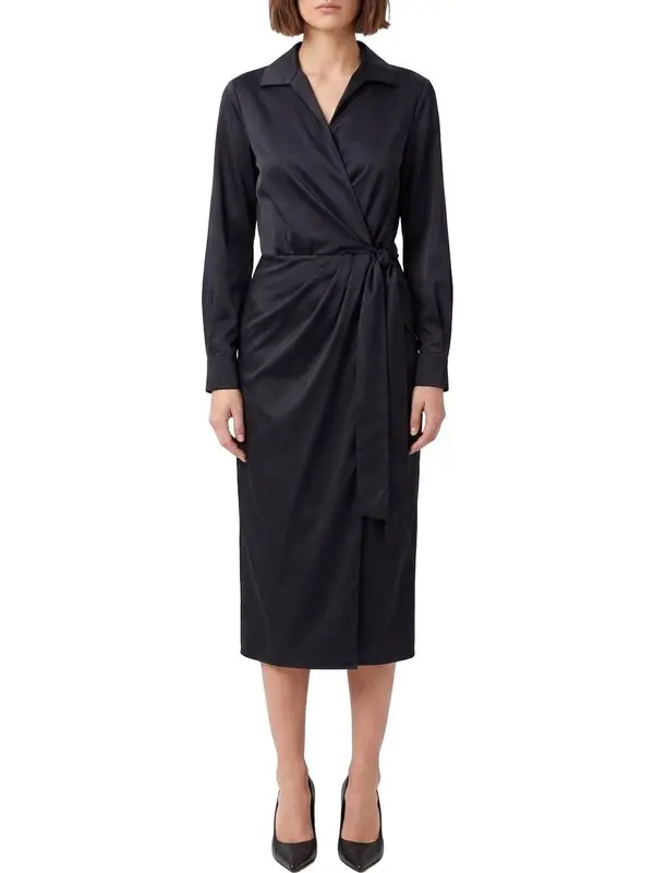 Max Mara Cotton Blend Wrap Chemisier Dress - Black