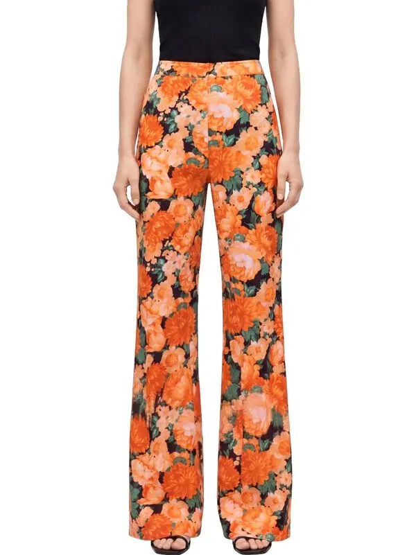 Pinko Floral Print Flare Trousers - Orange