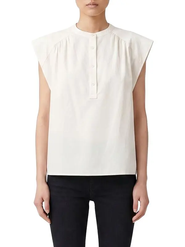 Pinko Mandarin Collar Button-up Top - White