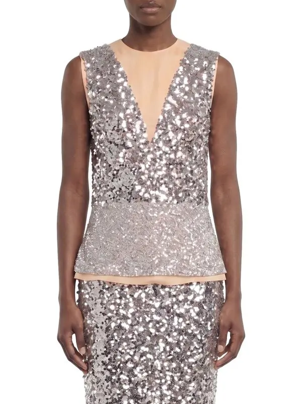 Rabanne Sequin Embellished Top - Pink