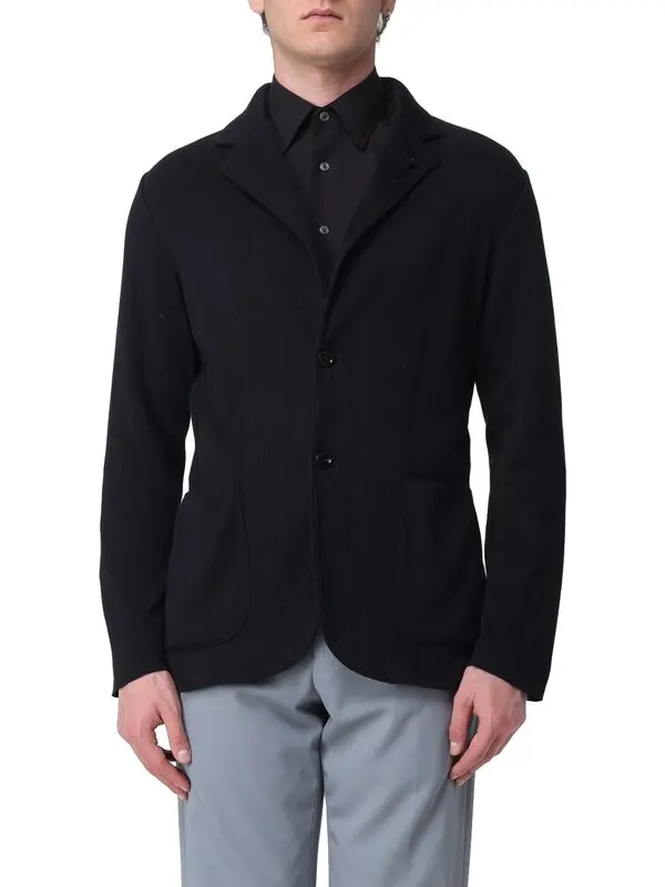 LARDINI Textured Knit Blazer - Black