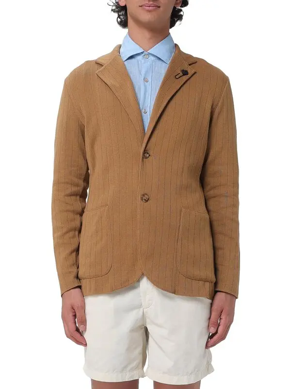 LARDINI Single-breasted Knit Blazer - Brown