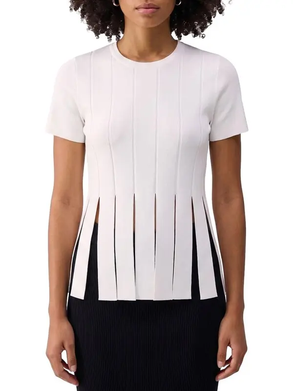 Liu Jo Ribbed Knit Top With Cutouts - White