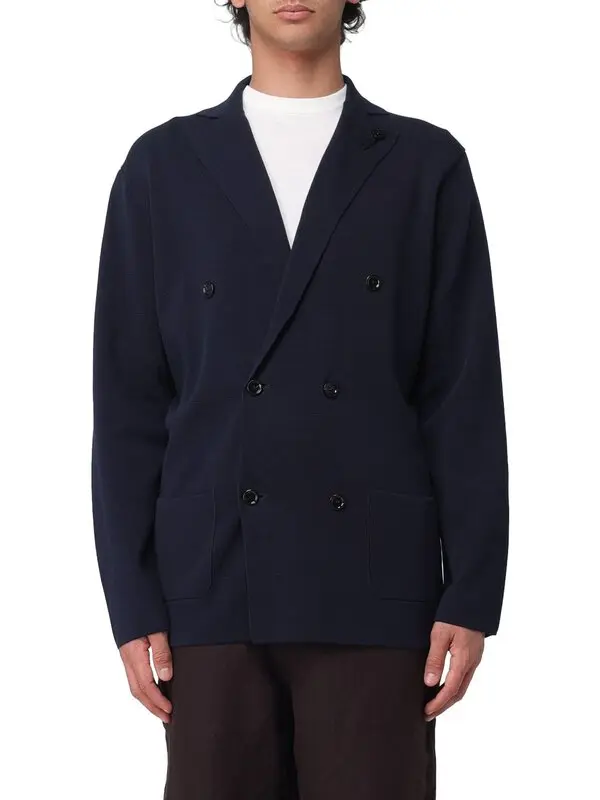 LARDINI Double Breasted Jacket - Blue