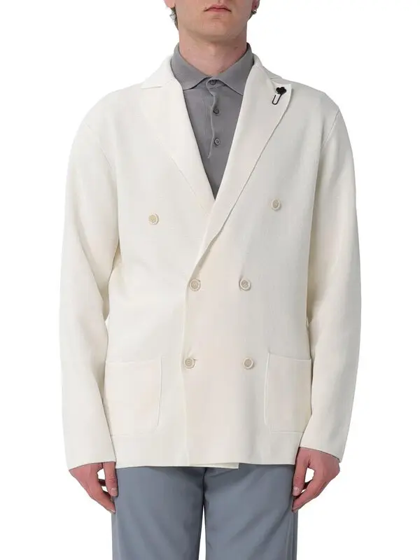 LARDINI Double Breasted Jacket - White