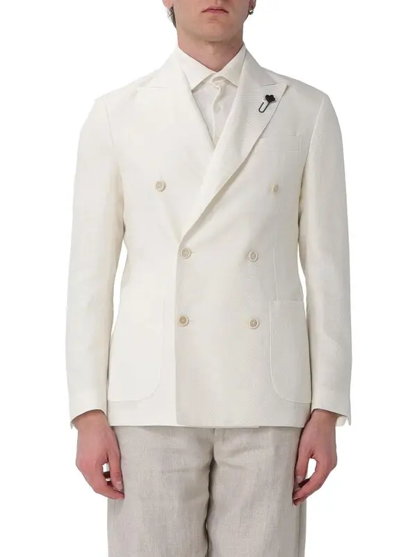 LARDINI Double Breasted Jacket - White