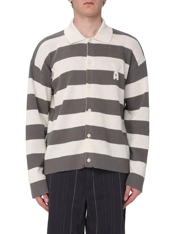 Ami Striped Knit Sweater - White