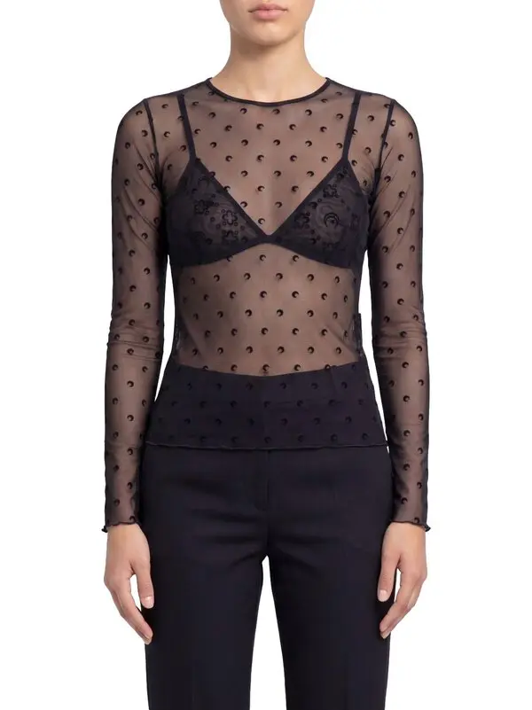 MARINE SERRE Moon Print Mesh Top - Black