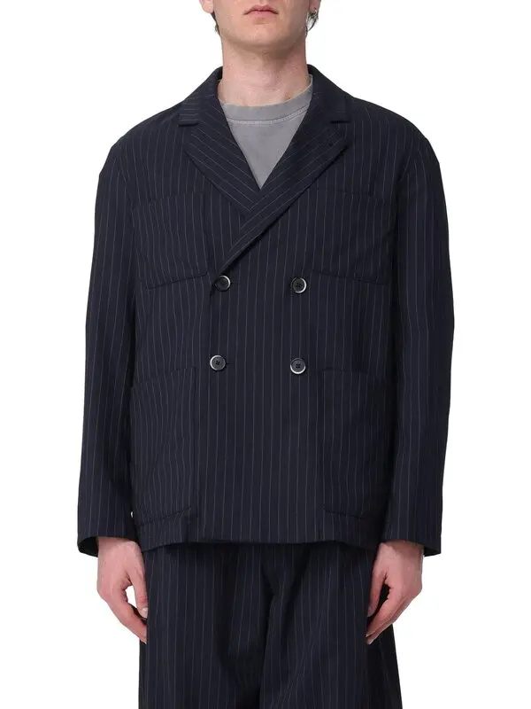 Barena Venezia Double Breasted Jacket With Pin Stripes - Blue