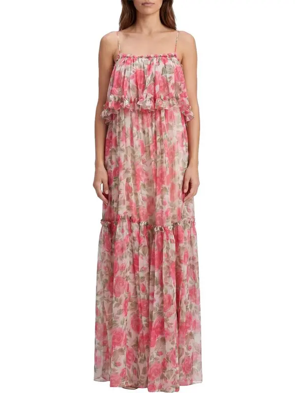 Chloé Floral Tiered Maxi Dress - Pink