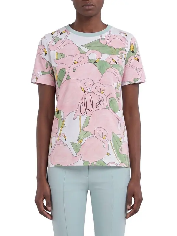 Chloé Flamingo Flock" T-shirt - White