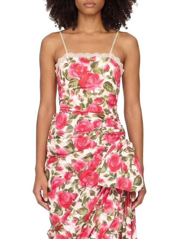 Chloé Floral Print Ruched Camisole - Pink
