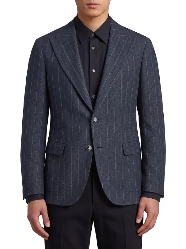 Brunello Cucinelli Pin Stripe Blazer - Blue