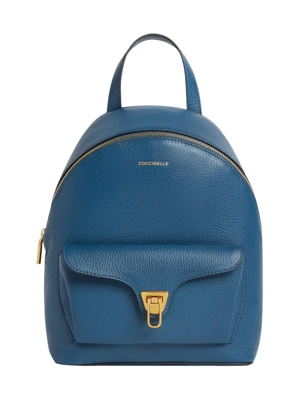 COCCINELLE Beat Generation Grained Leather Backpack - Gnawed Blue