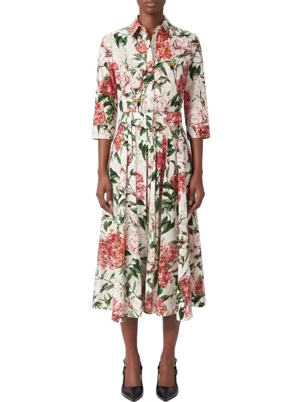 Samantha Sung Floral Print Midi Shirt Dress - Fa01