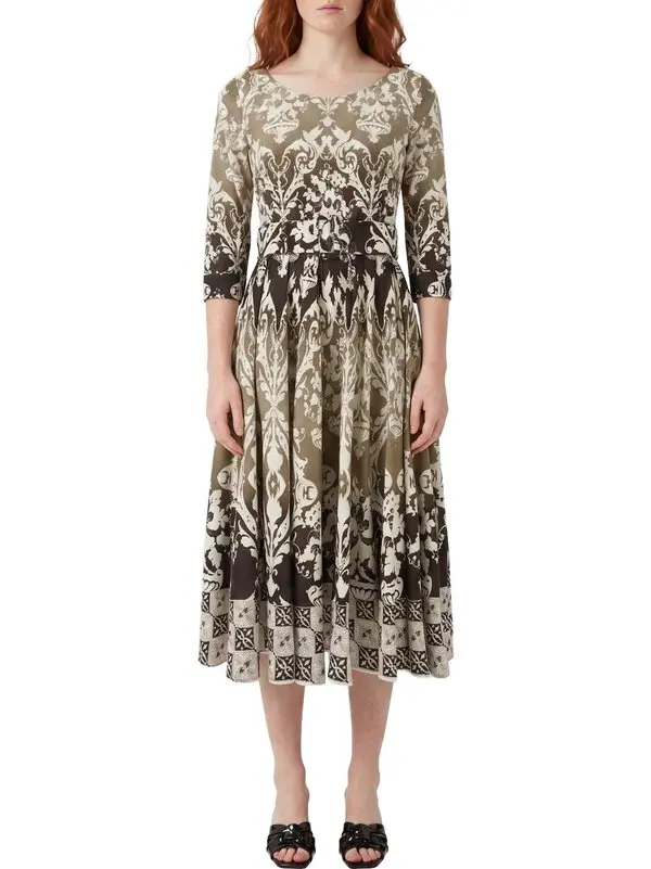 Samantha Sung A-line Floral Print Cotton Midi Dress - Multicolor