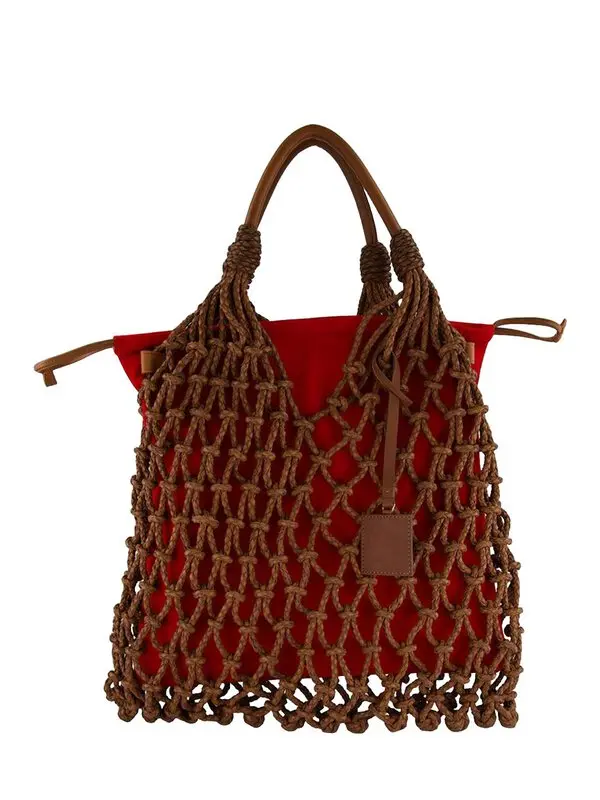 PAULA Marble Woven Mesh Leather Bag - Red