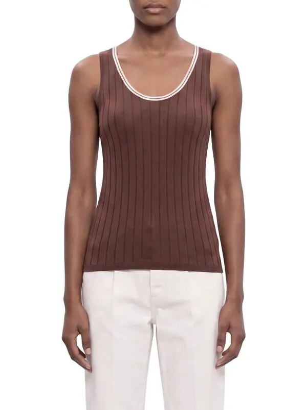 Brunello Cucinelli Ribbed Knit Tank Top - Burgundy