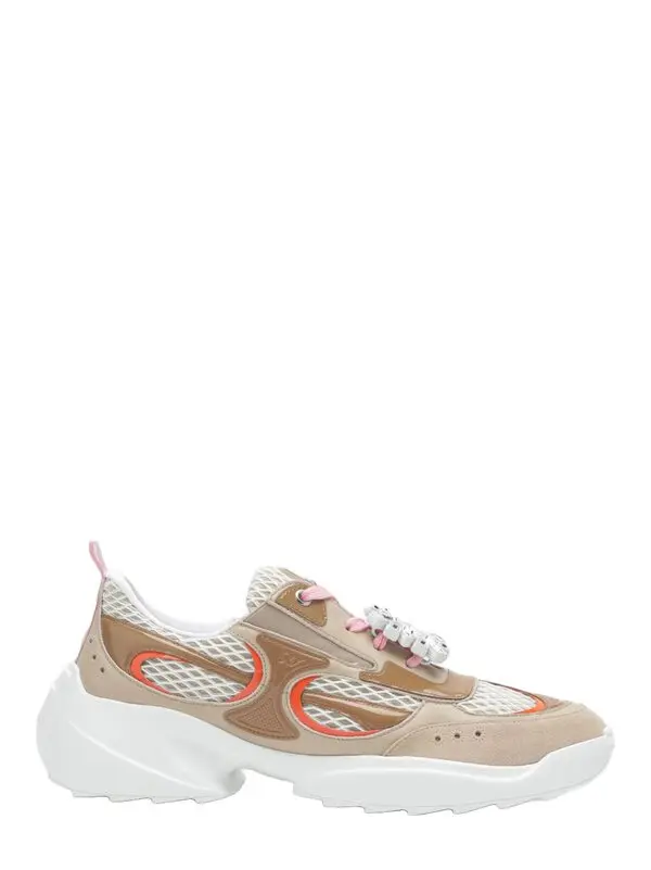 ROGER VIVIER Viv' On The Run Sneakers In Mesh And Leather - Beige