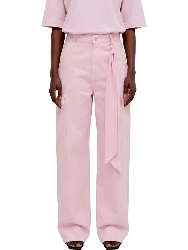 DARKPARK Cargo Jeans With Tie Detail - Pink