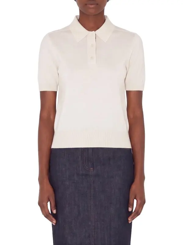 Burberry Ribbed Knit Polo Shirt - White