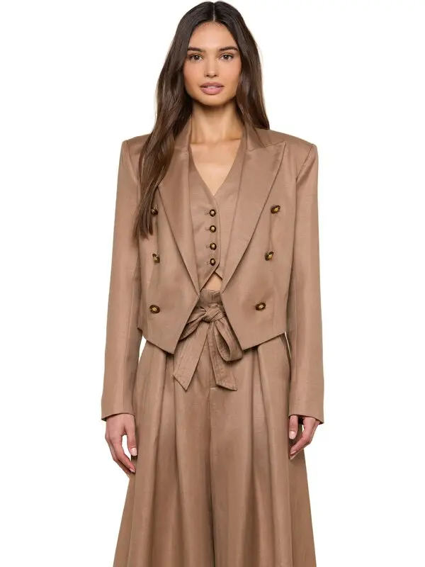 L'Agence Lila Linen-blend Blazer - Barley