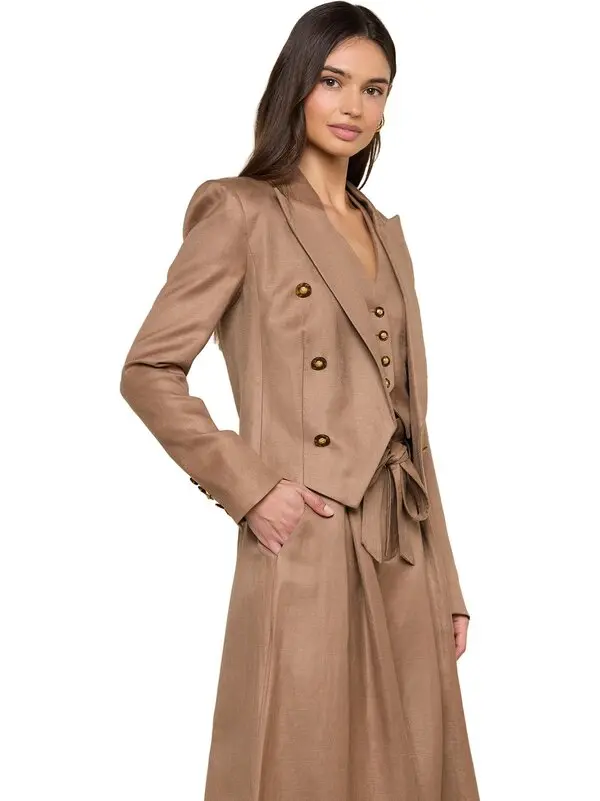 L'Agence Lila Linen-blend Blazer - Barley