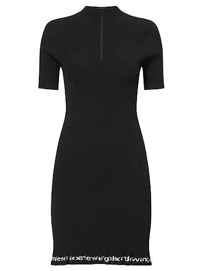 Alexander Wang Ribbed High-neck Mini Dress With Zip Detail - Black
