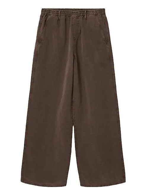 ALLSAINTS Korteen Elasticated Waist Lyocell And Linen Trousers - Plum Brown