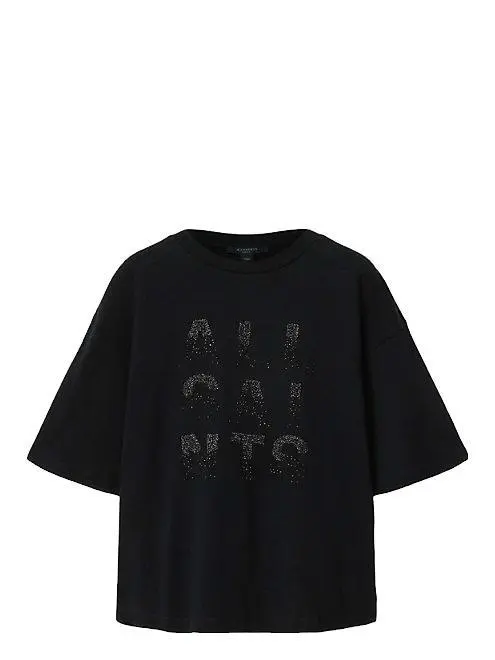 ALLSAINTS Logo Embellished Cotton T-shirt - Black