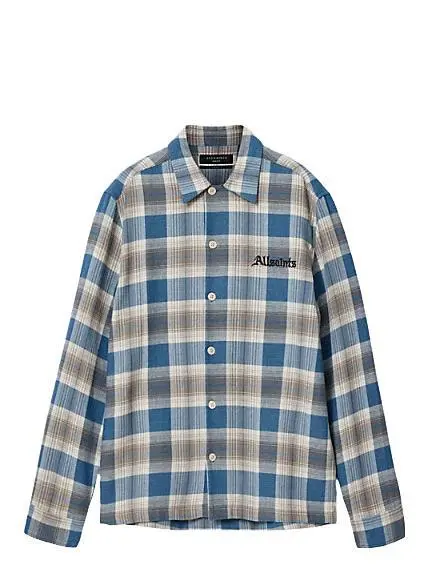 ALLSAINTS Alta Logo-embroidered Checked Cotton Shirt - Blue