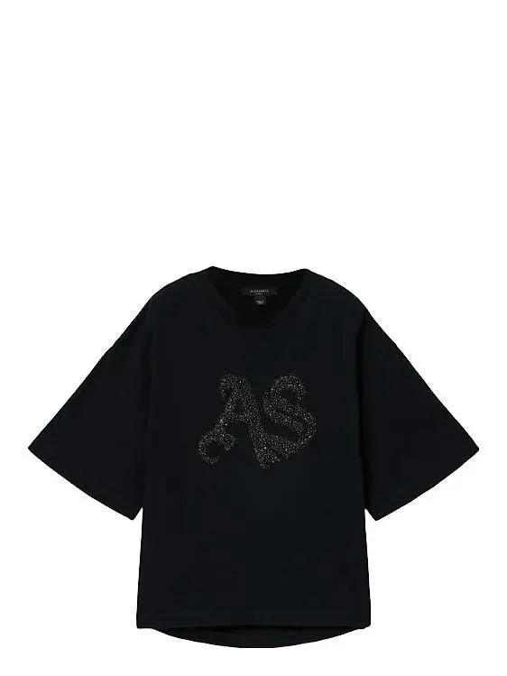 ALLSAINTS Icon Amelie Embellished Cotton T-shirt - Black
