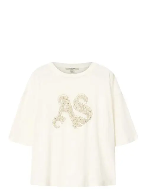 ALLSAINTS Icon Amelie Embellished Cotton T-shirt - Optic White