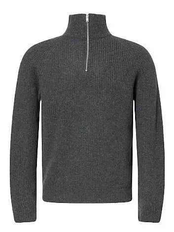 John Smedley Ryker Quarter-zip Knitted Jumper - Dark Ash