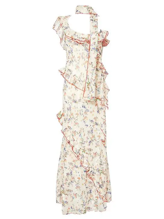 SIEDRES Monica Ruffled Floral Print Maxi Dress - Multi